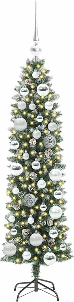 Umělý štíhlý vánoční strom Zelená a bílá 120 cm 3395274