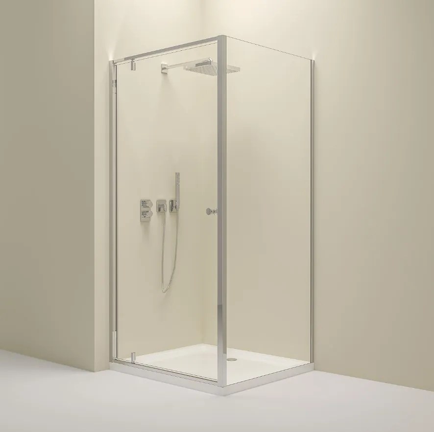 Erga Sydney, sprchový kout s 1-křídlými dveřmi 80(dveře) x 80(stěna) x 195 cm, 6mm čiré sklo, chromový profil, ERG-V02-SYDNEY-D080G080-CR