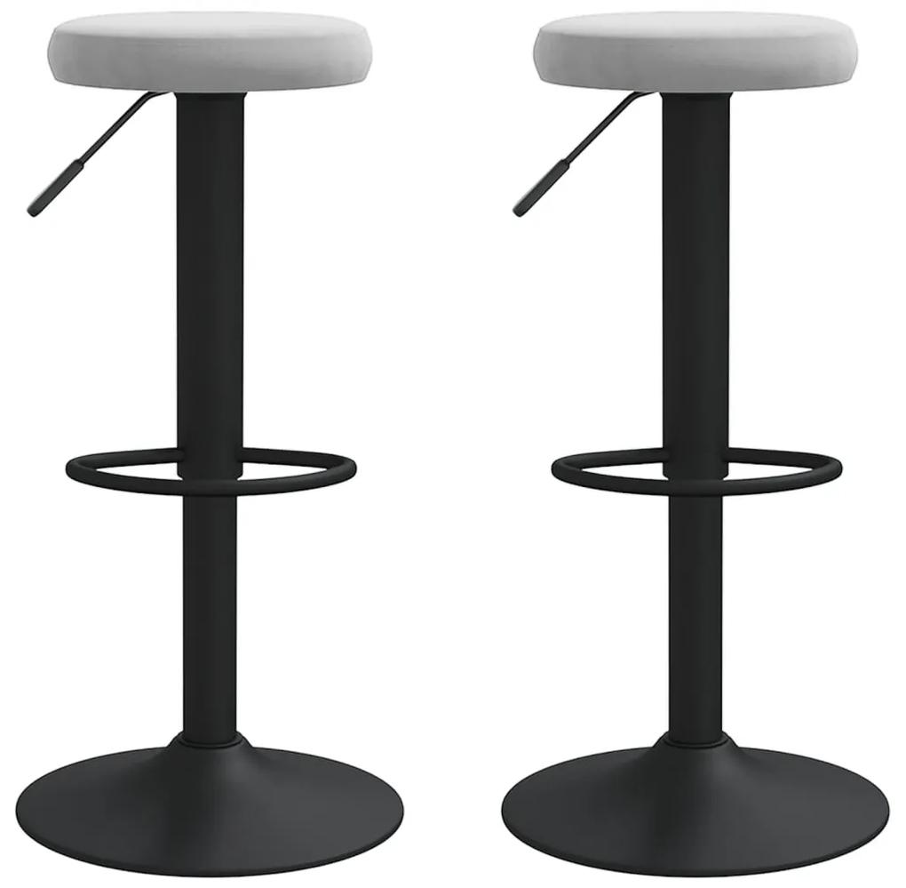 Barové stoličky 2 ks světle šedé samet - Default Title