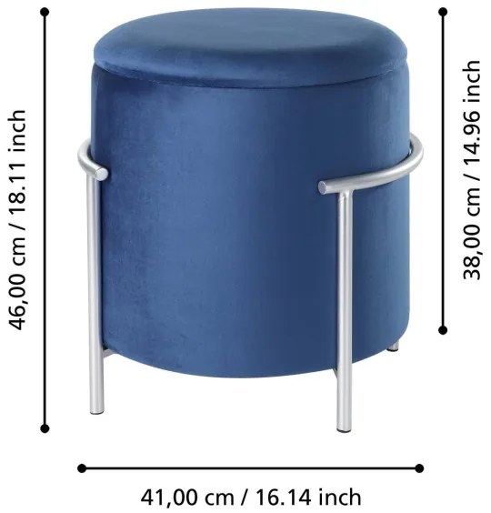 Eglo 424137 - Taburet MASHIKE 46x41 cm modrá/chrom