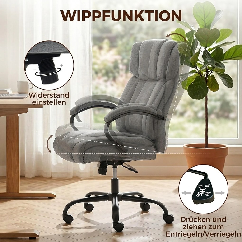 Kancelářská židle Vinsetto Kancelářská židle Herní židle Otočná židle Houpací funkce Silná čalouněná ergonomická židle Nosnost 220 kg