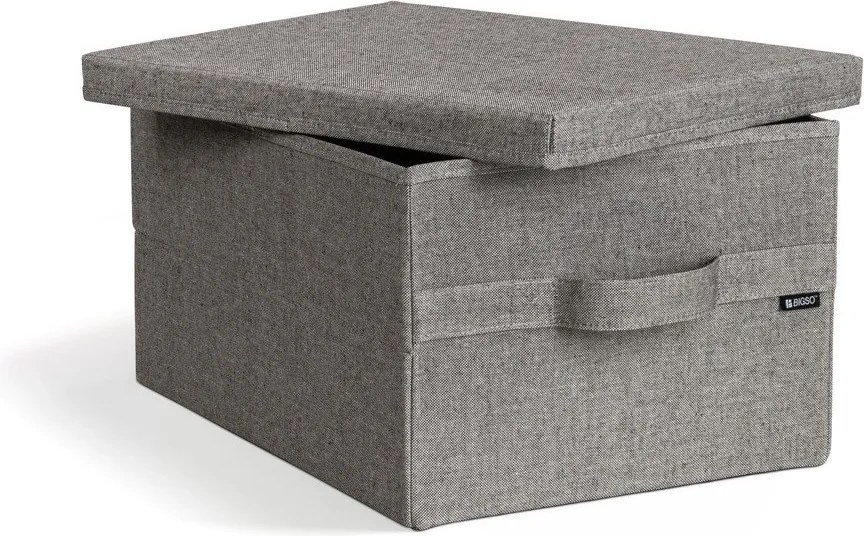 Šedý látkový úložný box s víkem 31x41x22 cm Soft Storage Medium – Bigso