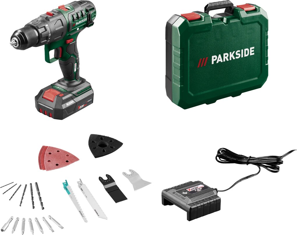 Parkside® Aku kombinované nářadí 3 v 1 Pkga 20-Li D2 – včetně akumulátoru a nabíječky