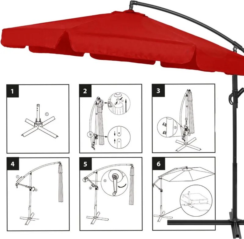 Zahradní slunečník 290 cm, červený SPRINGOS CASABLANCA GU0044