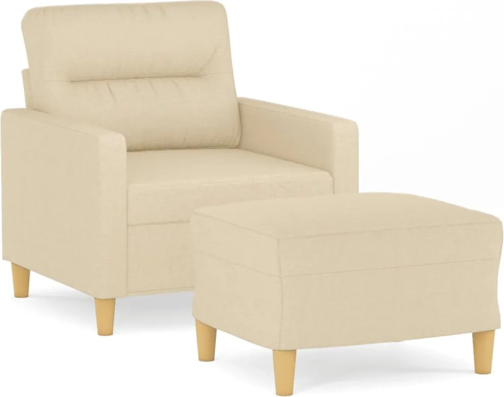 Křeslo s podnožkou krémové 60 cm textil 3201067