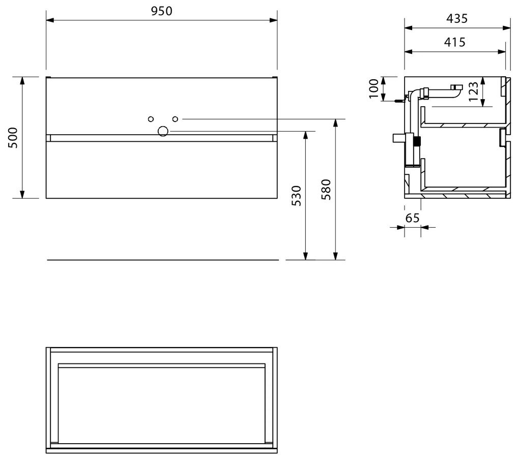 Sapho ODETTA umyvadlová skříňka 95 x 50 x 43,5 cm dub Alabama DT100-2222