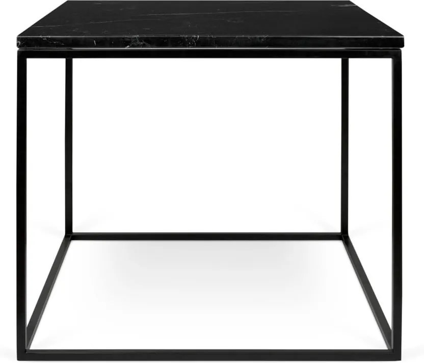BonamiČerný mramorový konferenční stolek s černými nohami TemaHome Gleam, 50 x 50 cm