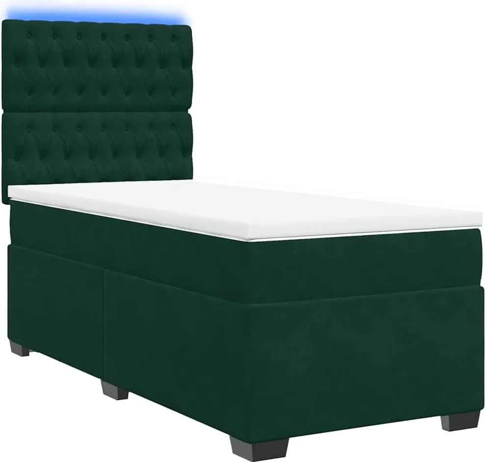 Box spring postel s matrací tmavě zelená 80 x 200 cm samet 3293071
