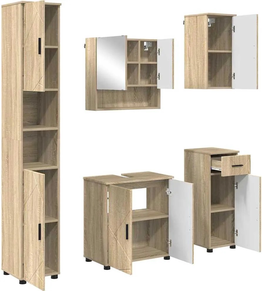 Sada koupelnového nábytku 5 ks Sonoma dub 61 x 35 x 64 cm 3392995