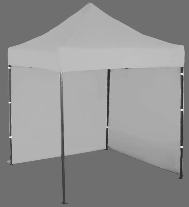 Nůžkový stan 2x2m ocelový, 2 boční plachty, Šedá / antracitová