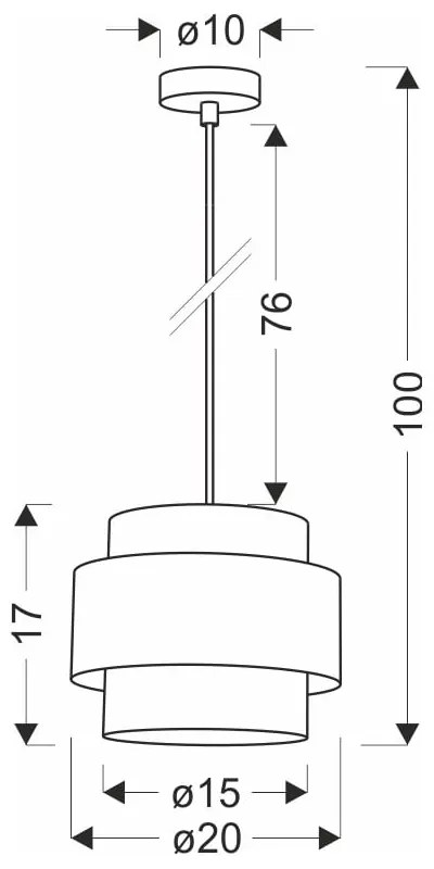 Závěsné svítidlo s textilním stínidlem v černo-přírodní barvě ø 20 cm Twin – Candellux Lighting