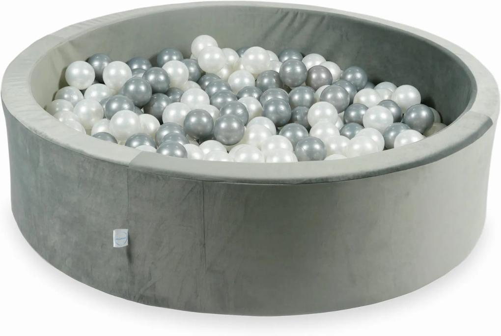 Mimii Suchý bazének + 400 ks kuliček kulatý, samet šedá Rozměr: 130x40 cm