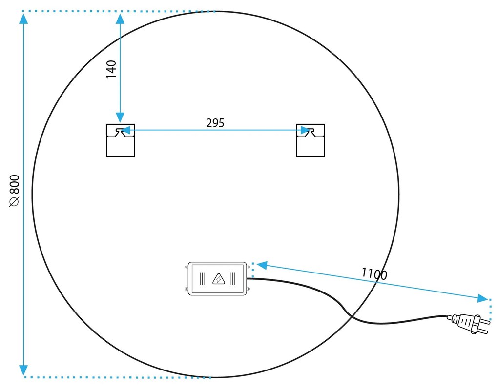 Tutumi Zrcadlo ⌀80 cm s vyhříváním a regulovatelným LED osvětlením