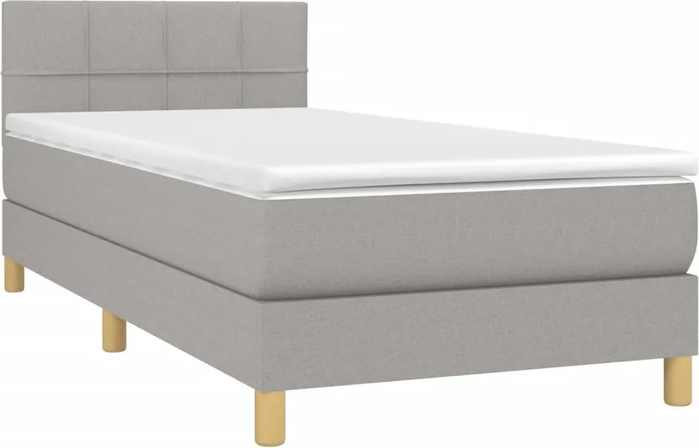 Box spring postel s matrací a LED světle šedá 80x200 cm textil 3133669