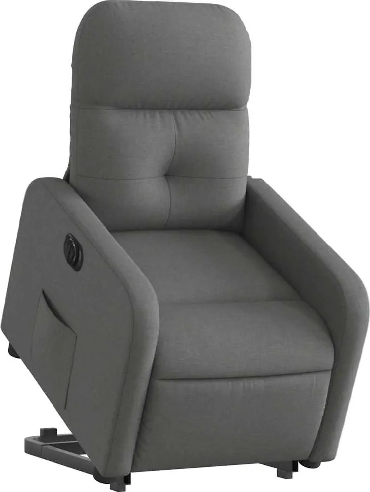 Elektrické zvedací polohovací křeslo tmavě šedé textil 3206814