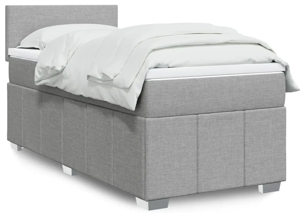 Box spring postel s matrací světle šedá 80 x 200 cm textil 3289188