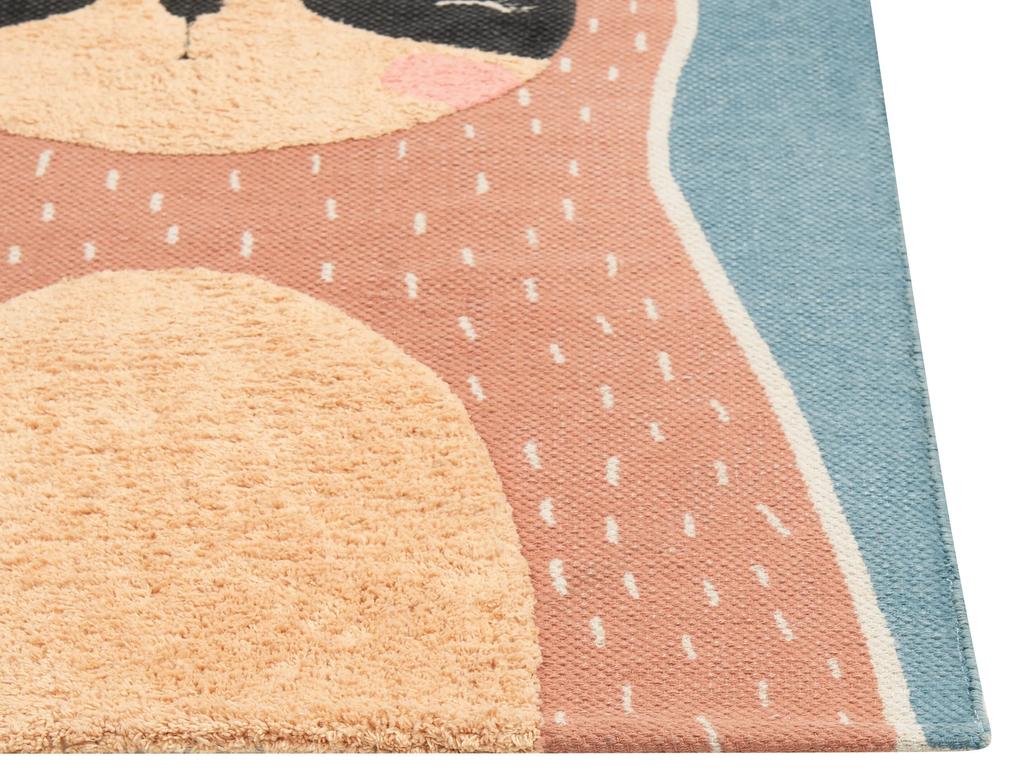 Dětský bavlněný koberec 80 x 150 cm modrý/oranžový ISAK Beliani