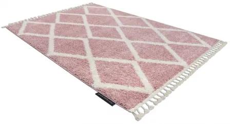 koberec TROIK A0010, růžovo bílá střapce, Maroko Shaggy velikost 70x300 cm | krásné koberce cz