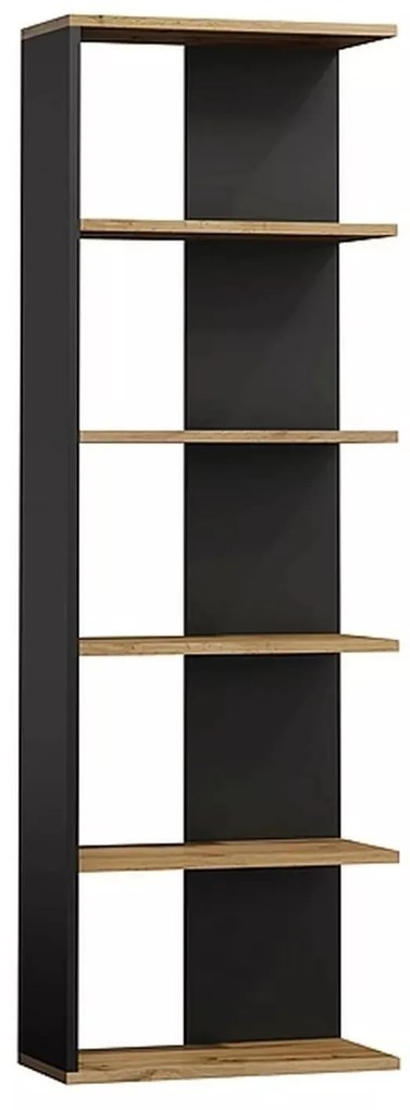 Rohová knihovna NERO 170 cm dub wotan/černá
