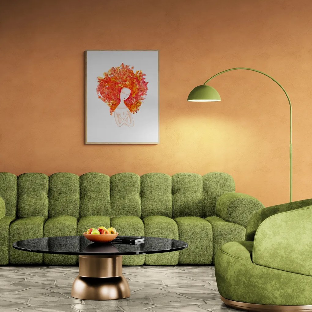 Barbora Brůnová | Oranžová víla Rám: Černý, Velikost: 100 x 70 cm