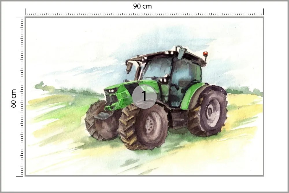 Fototapeta Traktor Malovaný Akvarelem Vliesová tapeta 270x180