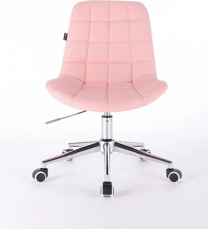 Židle PARIS na stříbrné podstavě s kolečky - růžová