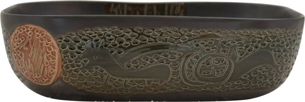 Umyvadlo na desku černé obdélník 48 x 37,5 x 13,5 cm keramika 155094