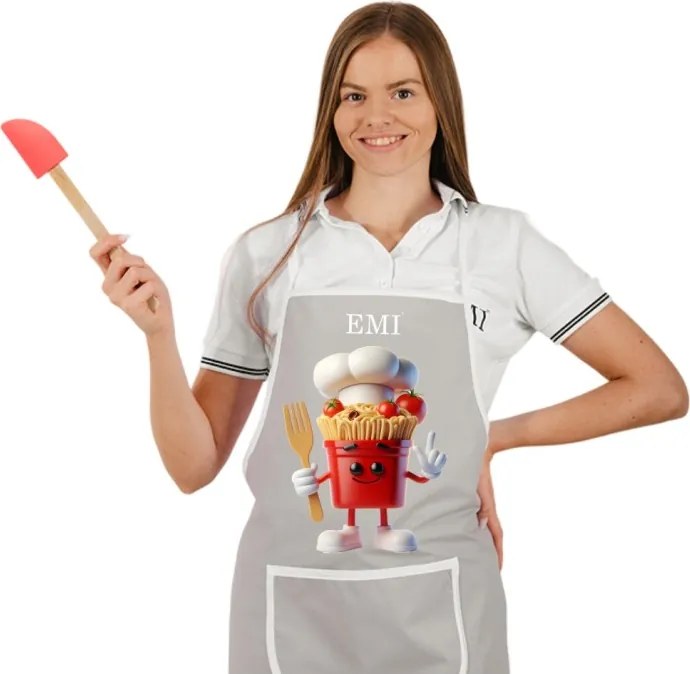 Kuchyňská zástěra Pasta EMI, Bílá