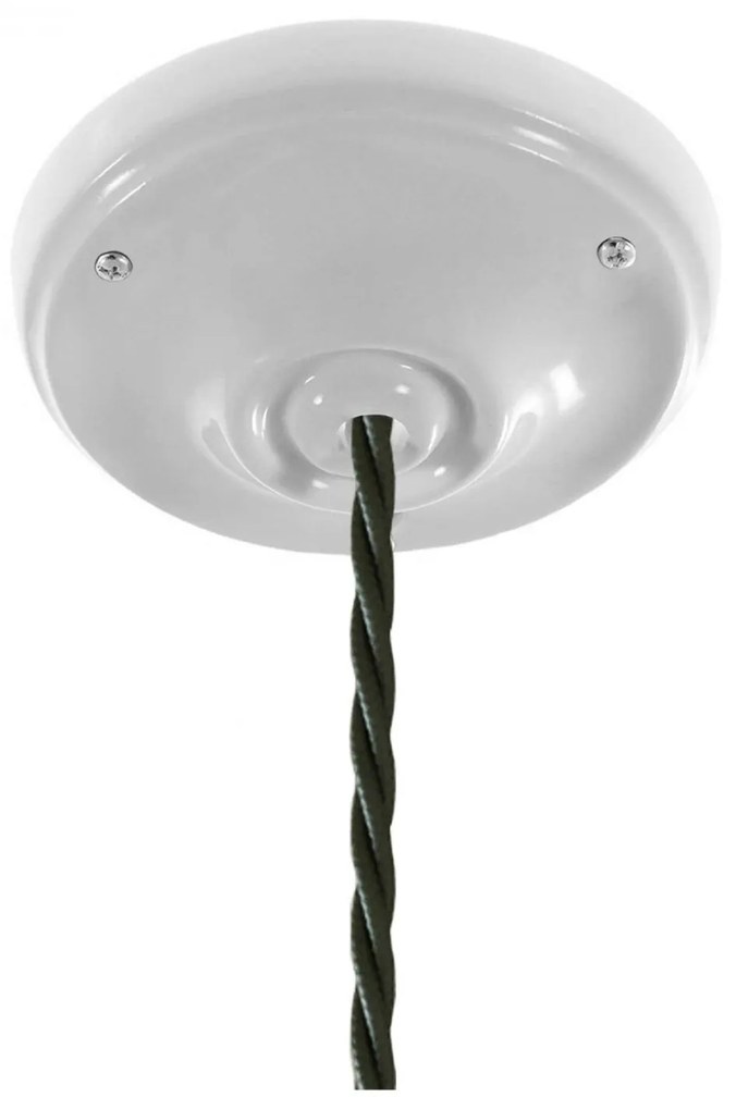 creative cables Závěsná lampa se spirálovým textilním kabelem a bílými detaily z porcelánu Barva: Bílá-Tc53