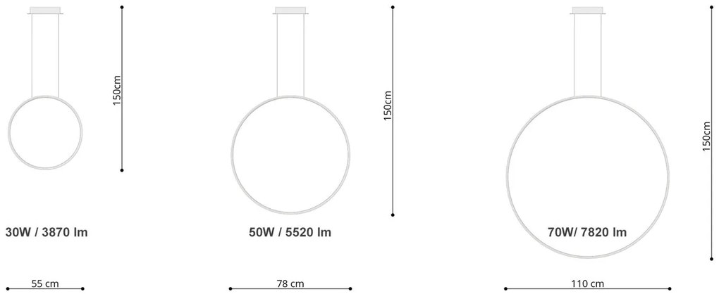 Závěsné LED svítidlo Rio 110, 1x LED 70w, 3000k, b