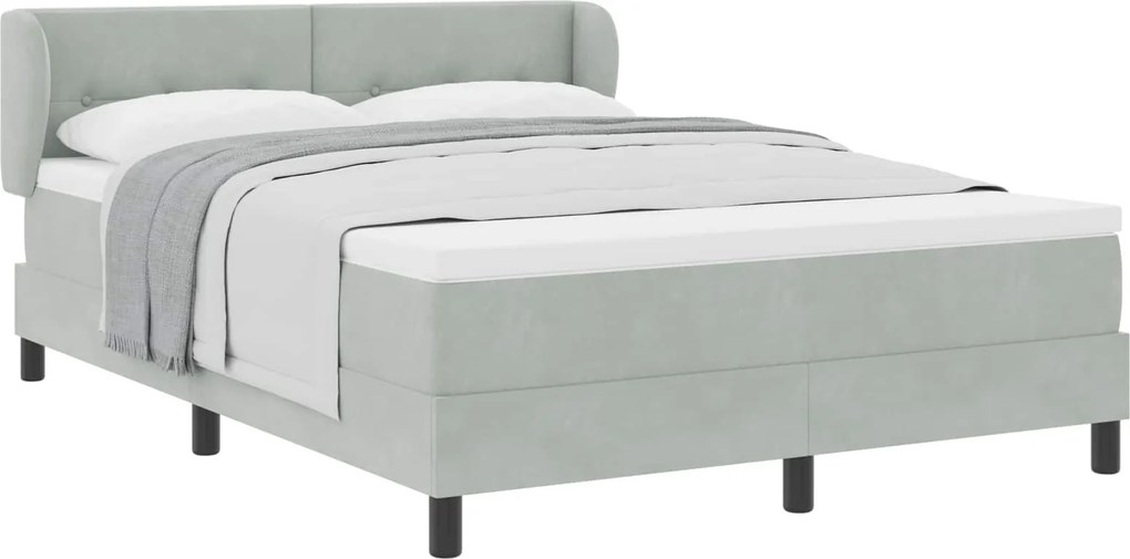 Postel s boxspringem s čelo Světle šedá 160 x 200 cm samet 3340394