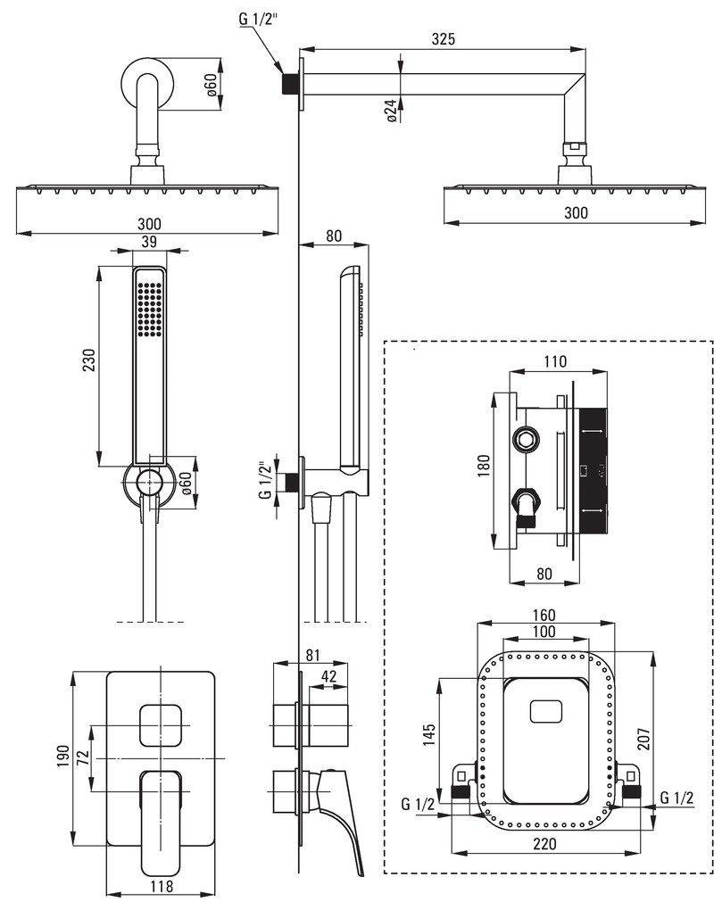 Deante Hiacynt, podomítková sprchová sestava + BOX, chromová, BXYZ0QHM