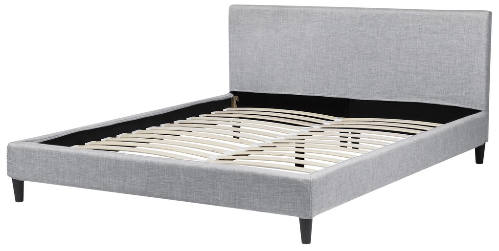 Čalouněná postel ve světle šedé barvě 160 x 200 cm FITOU Beliani