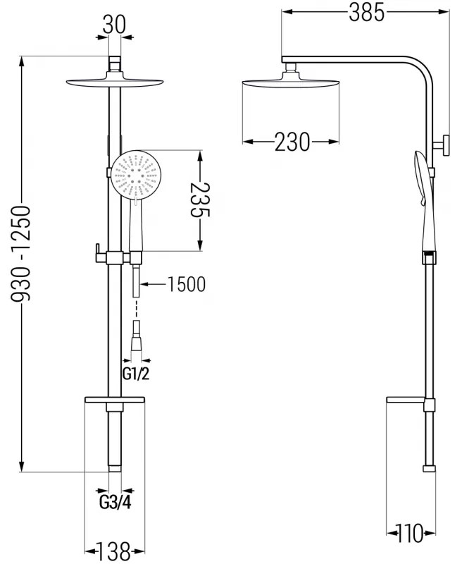 Mexen Q67 sprchový sloup, Chromovaná/Bílá - 798676795-00