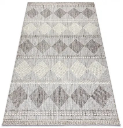 koberec NANO EO61A Diamanty, smyčkový, plošně tkaný šedá / bílá velikost 140x190 cm | krásné koberce cz