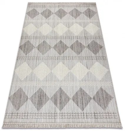 koberec NANO EO61A Diamanty, smyčkový, plošně tkaný šedá / bílá velikost 180x270 cm | krásné koberce cz