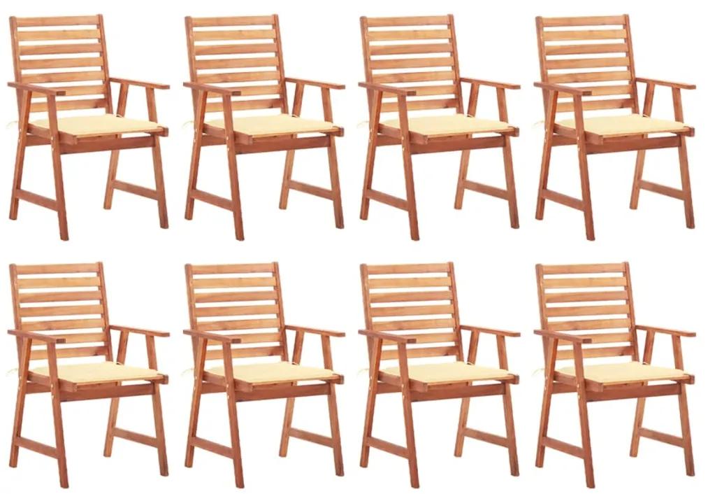 Zahradní jídelní židle 8 ks s poduškami masivní akáciové dřevo,  3078376