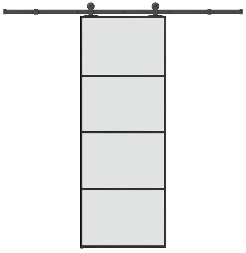Posuvné dveře s kováním 76x205 cm ESG sklo a hliník 3332864