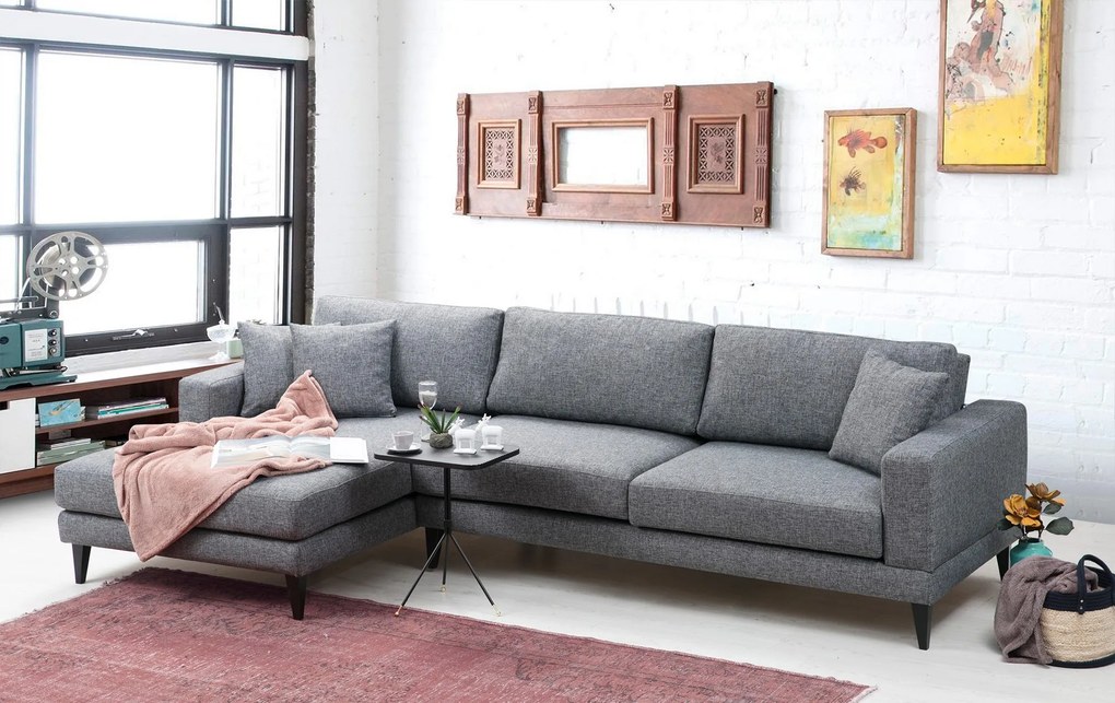 Hanah Home Rohová pohovka NORDIC tmavě šedá levá 560ARE1112