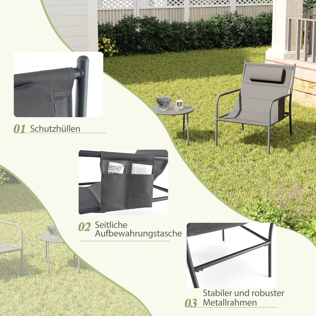 Costway Balkonový nábytek 3 kusy. Gartenmöbel Set mit 2 Stühlen a Tisch