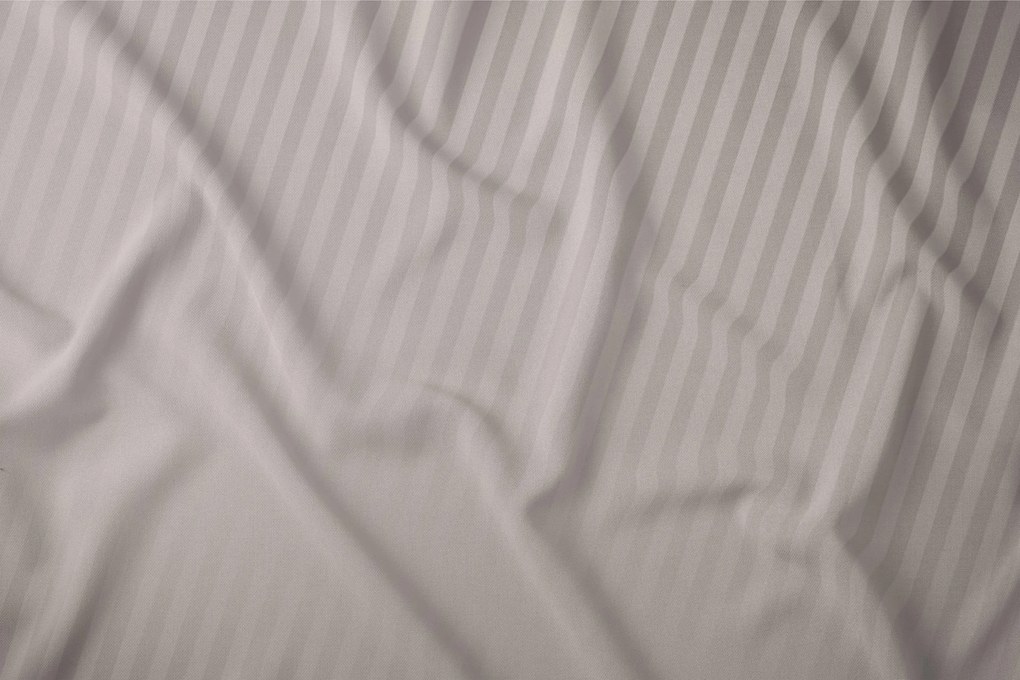 Detexpol Bavlněné povlečení 140x200 béžové jednobarevné pruhované damaškové povlečení 1 cm Pure - VÝPRODEJ