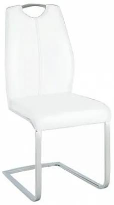 Jídelní židle NESTA, ekokůže bílá / černé prošití, NESTA