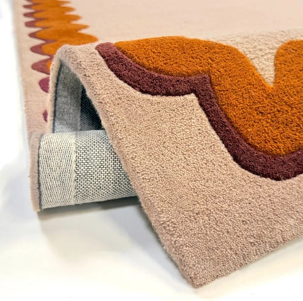 Oranžový/v přírodní barvě ručně tkaný vlněný koberec 200x290 cm Wiggle Wool – Flair Rugs