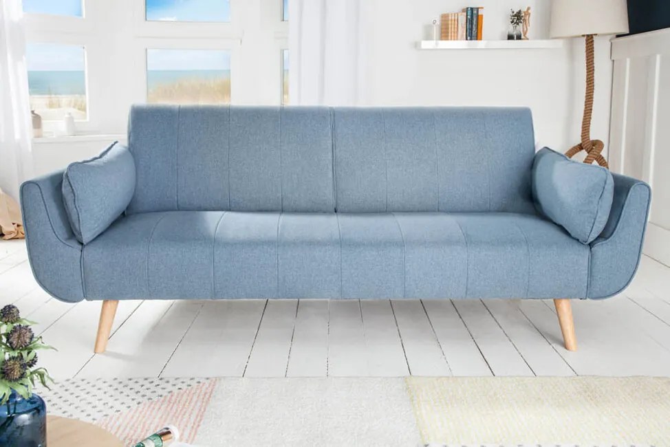 Designová rozkládací pohovka Divani modrá strukturovaná látka 220cm