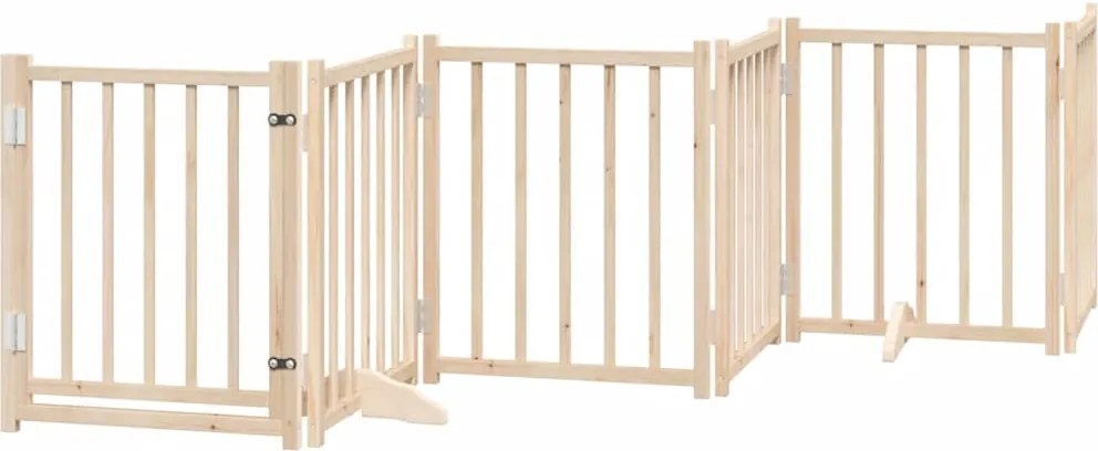 Zábrana pro psy s dvířky skládací 9 panelů 450 cm topol 3155697