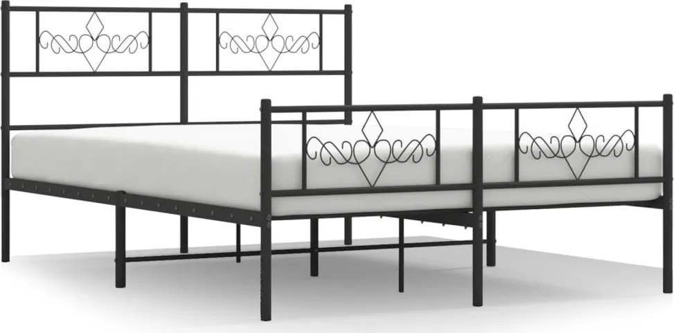 vidaXL Kovový rám postele s hlavovým a nožním čelem 120 x 200 cm [355283] Barva: Černá