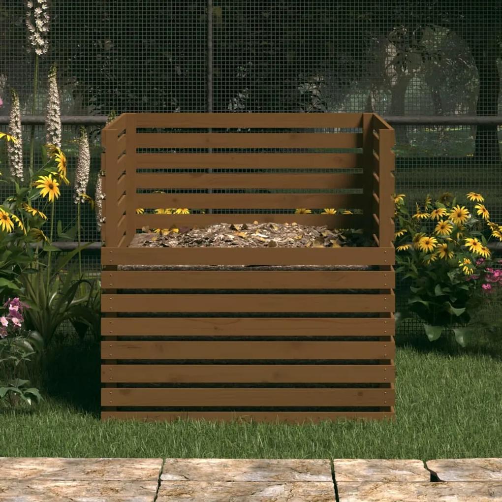 Kompostér medově hnědý 100 x 100 x 102 cm masivní borové dřevo,  822195