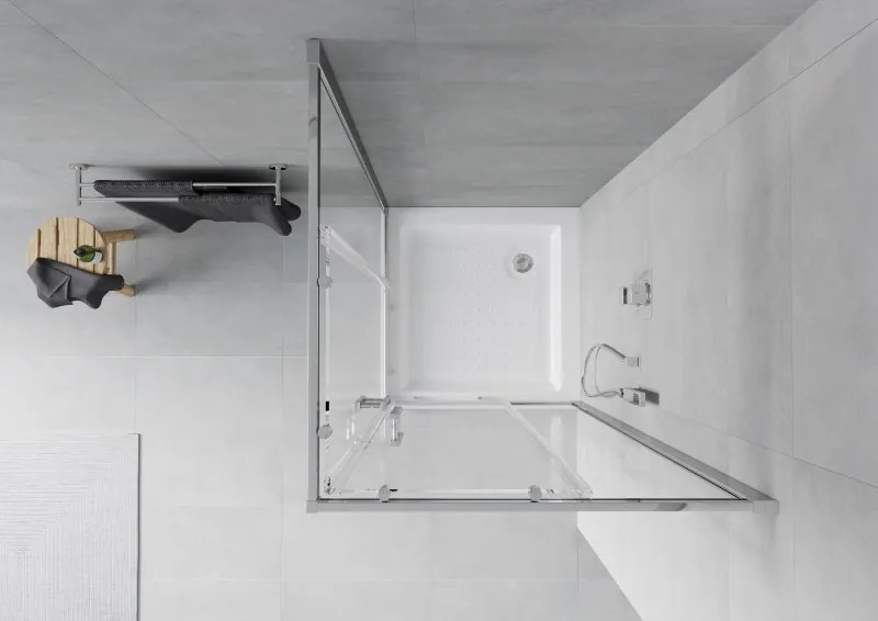 Mexen Rio čtvercový sprchový kout 70 x 70 cm, transparentní, chrom + vanička, bílá - 860-070-070-01-00-4510