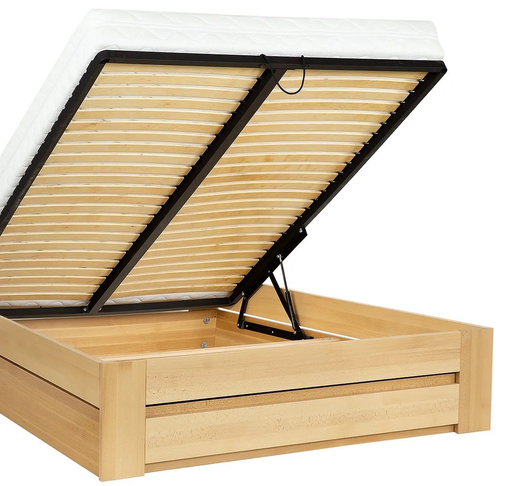 Drewmax LK186 BOX 160x200 cm dřevěná postel masiv buk dvojlůžko