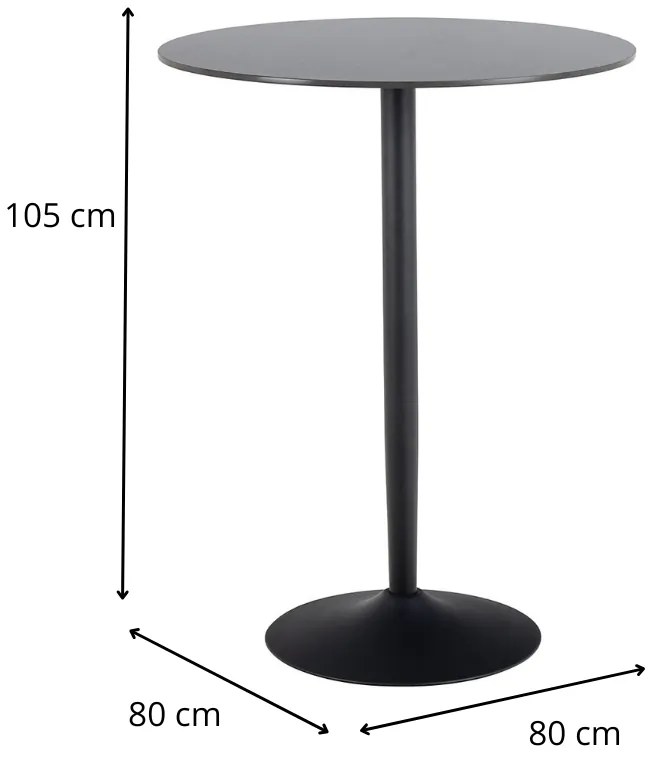 Keramický barový stůl Malta 105 cm černý mramor